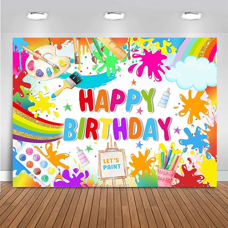 Art Paint Birthday Party Backdrop for Painting Splatter Art Sip and ...