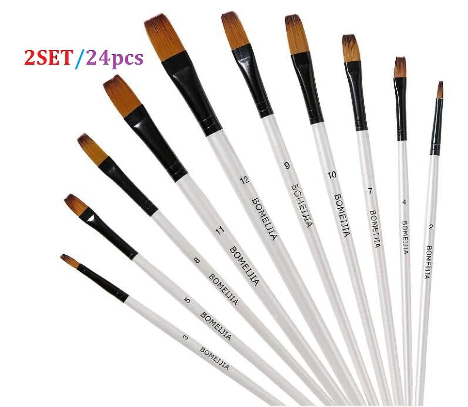 Art Paint Brushes Set,2Set/ 24 PCS Nylon Professional Flat Paint ...