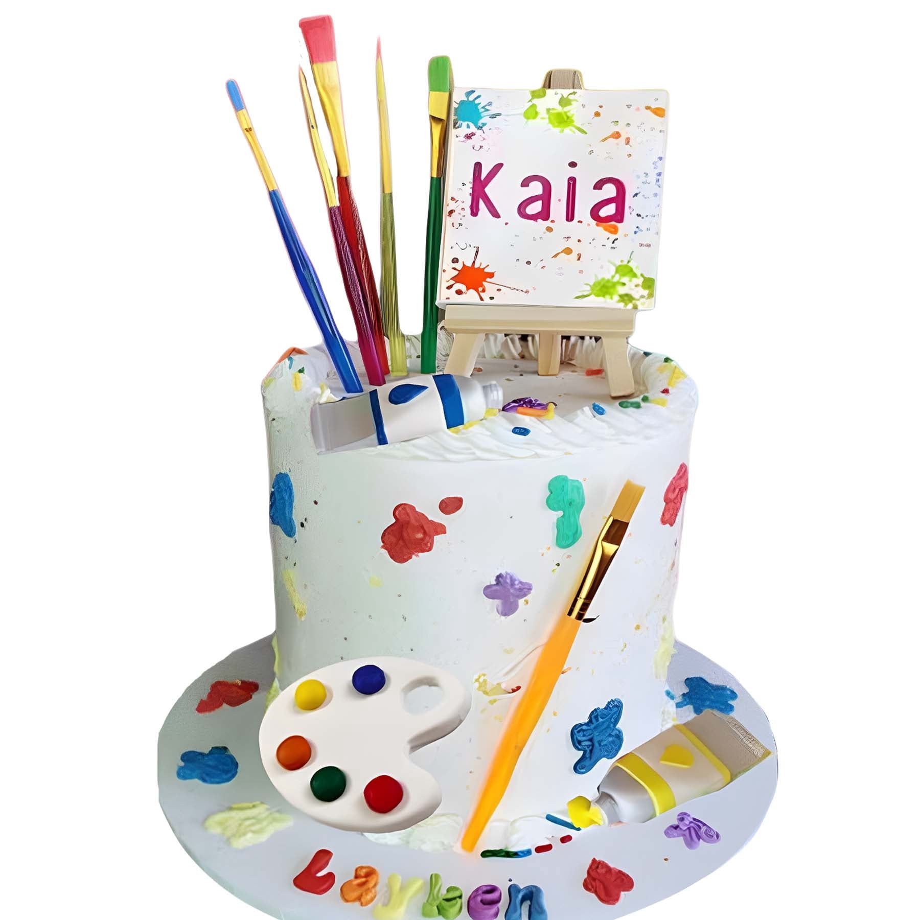 Art Paint Cake Toppers, Qoadwem Art Painting Cake Toppers Paint Cake ...