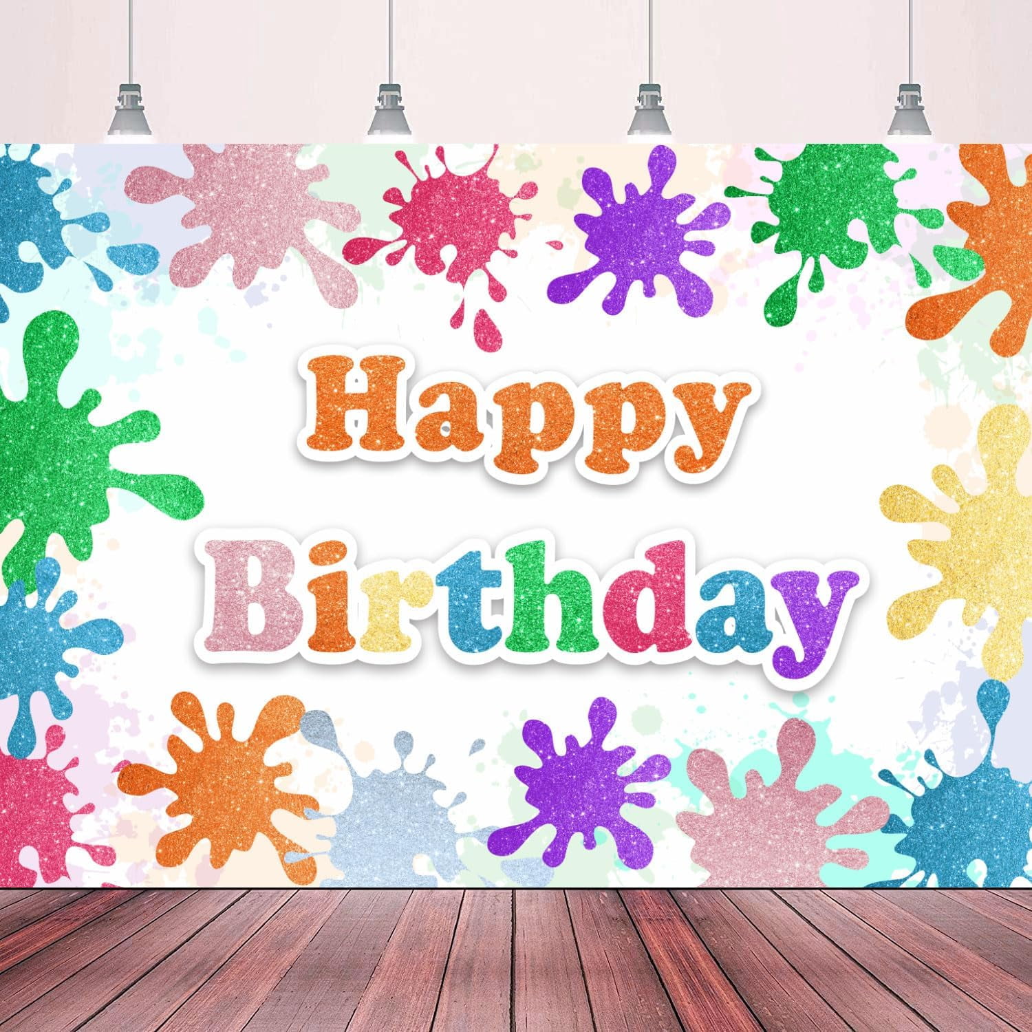 Art Paint Splash Happy Birthday Backdrop Banner Colorful Graffiti Theme ...