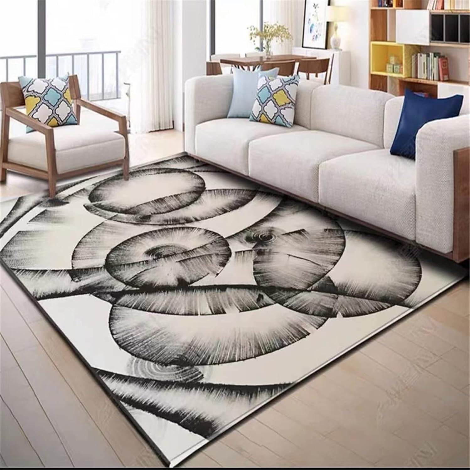 Art Painting Light Gray Circle Rug, Circle Pattern Design Home Decor ...