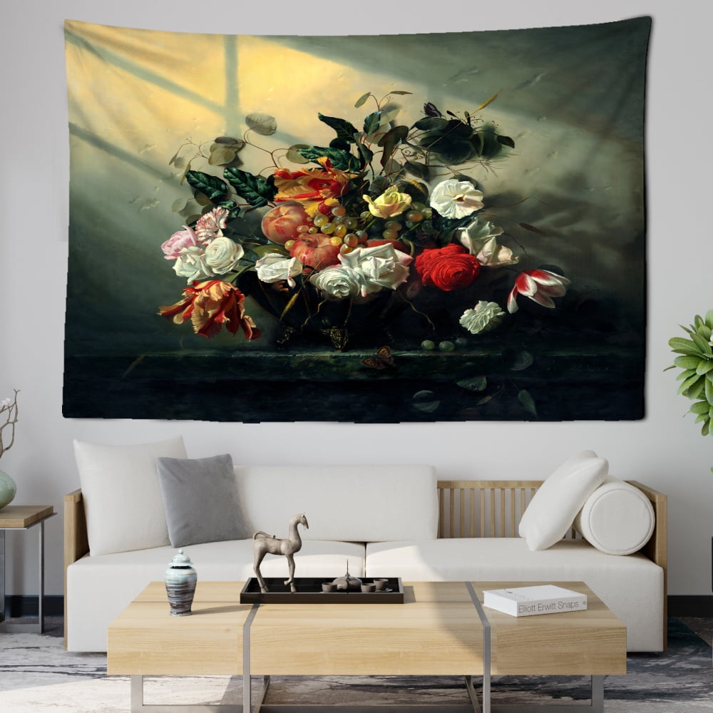Art Painting Tapestry Flower Static Oil Painting Room Background Wall ...
