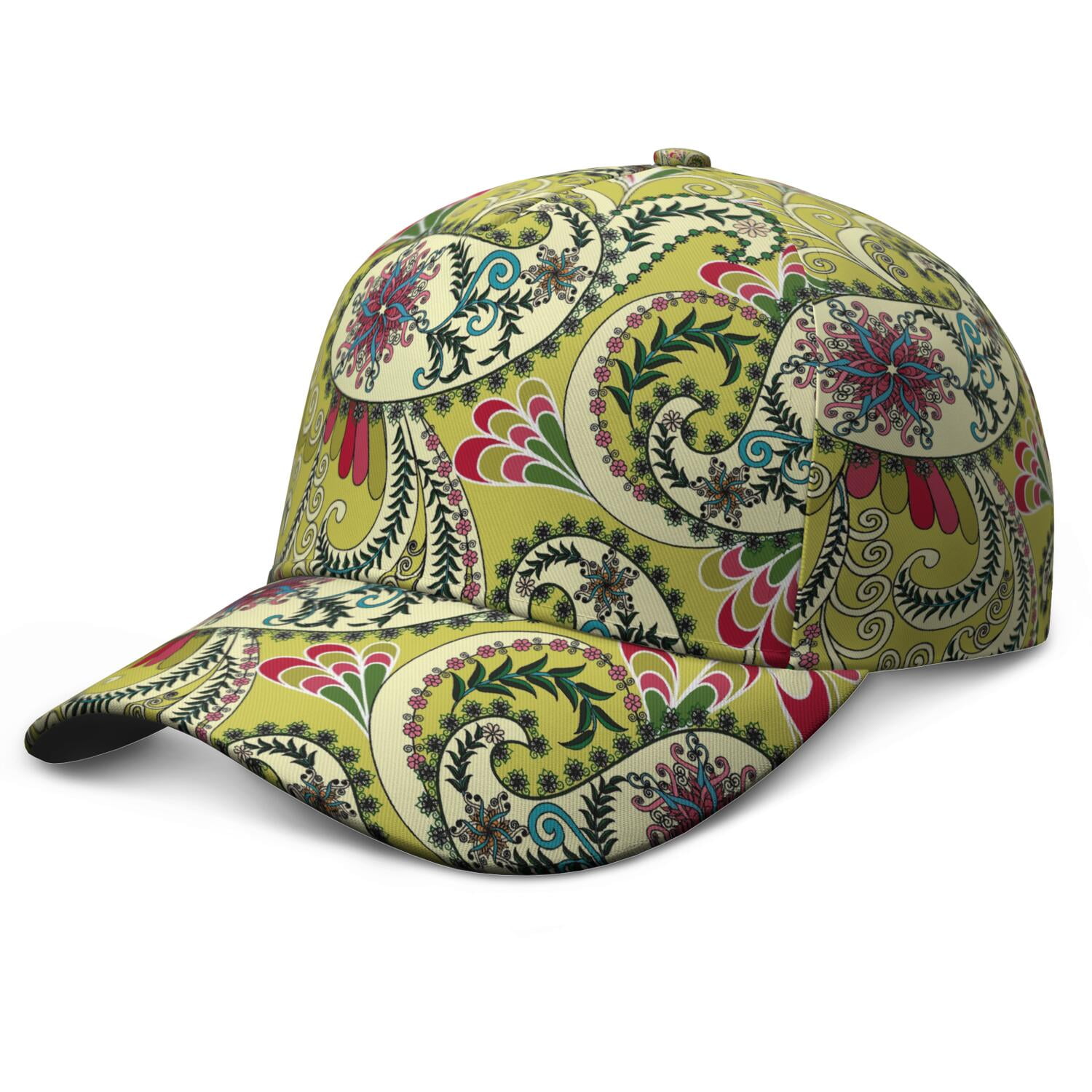 Art Paisley Baseball Cap – Boho Vintage Retro Ethnic Floral Geometric ...