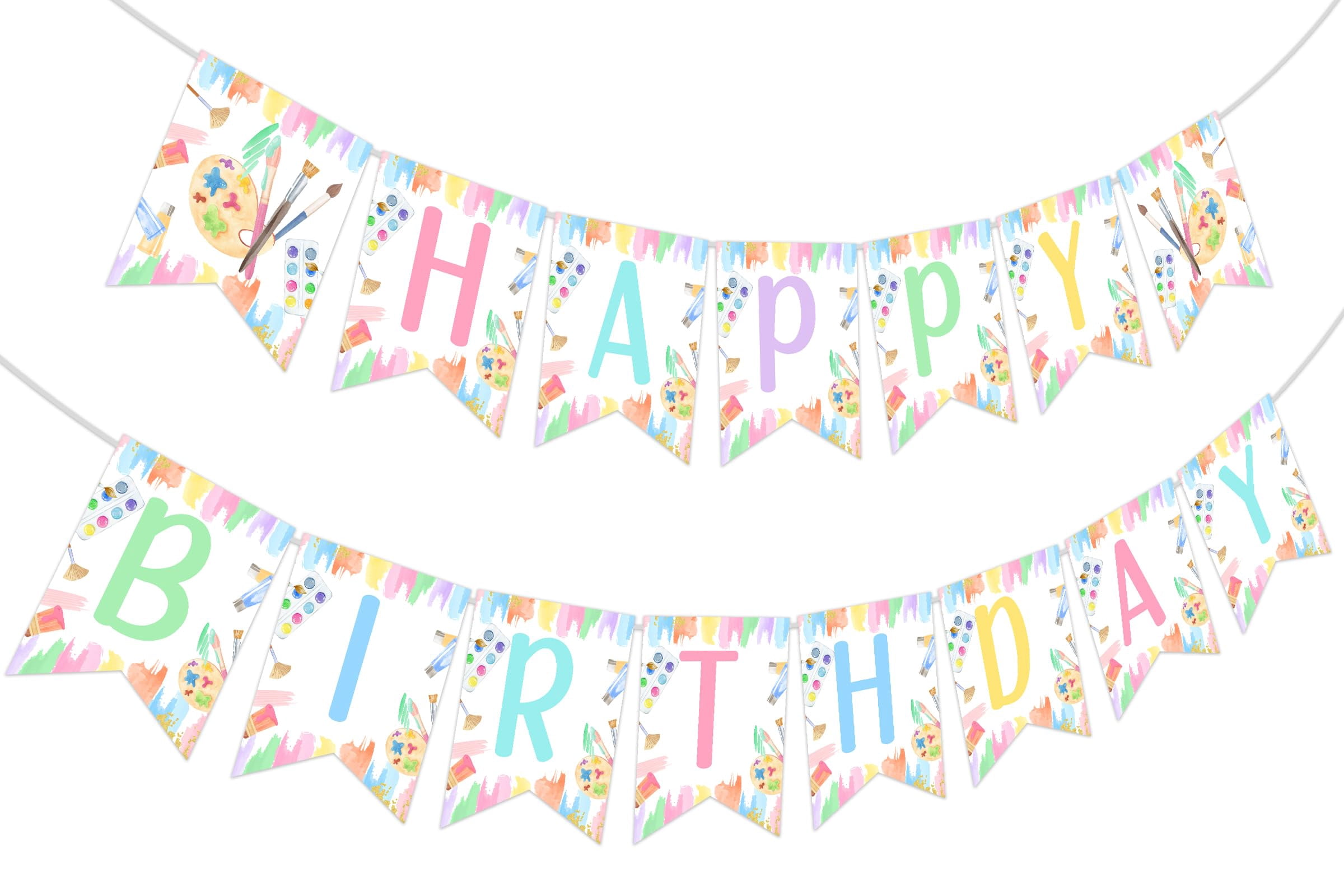 Art Party Decorations CORNET Girl Pastel Happy Birthday Banner Pre ...