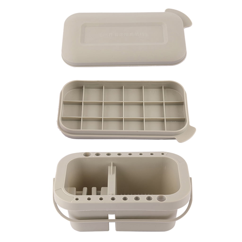 Art Pen Wash Barrels Tub with Lid Palettes Brush Holder 3 in 1 Paint ...