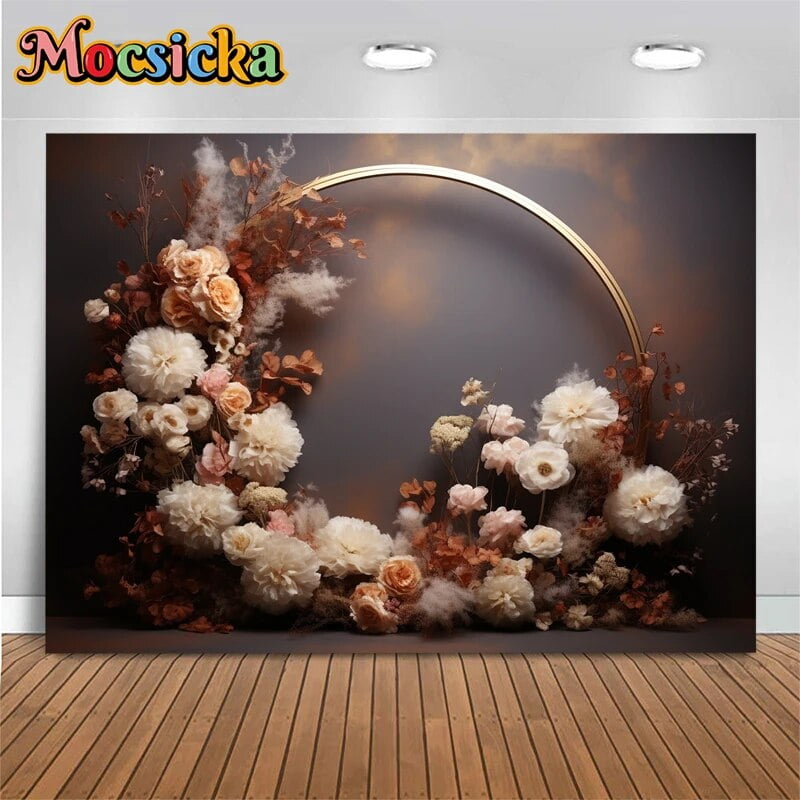 Art Photography Backdrop Spring Rose Shower Girls Flower Wall ...