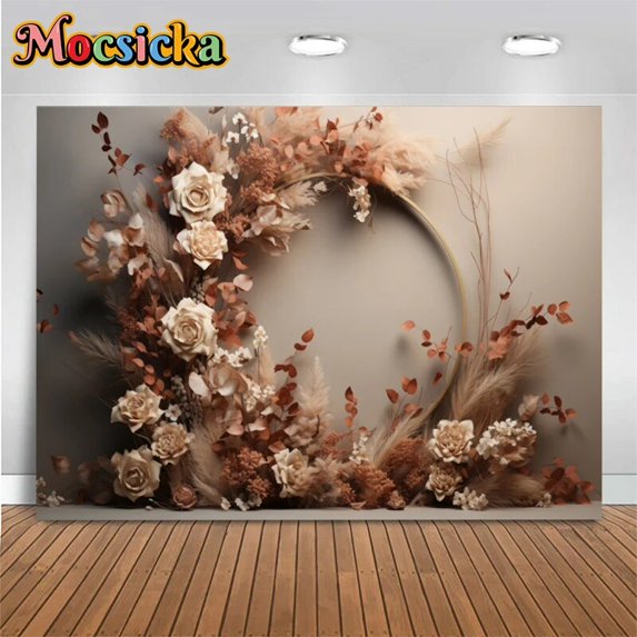 Art Photography Backdrop Spring Rose Shower Girls Flower Wall ...