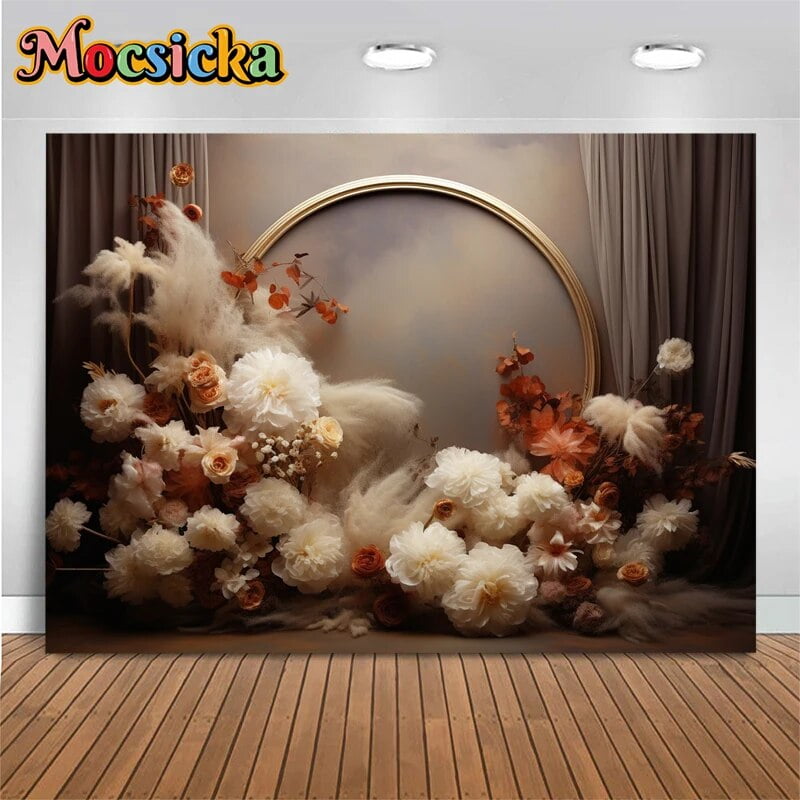 Art Photography Backdrop Spring Rose Shower Girls Flower Wall ...