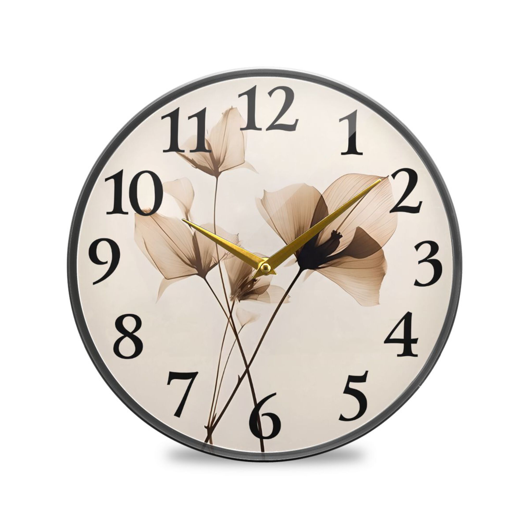 Art Plant Wall Clocks Battery Operated 11.9 Inch Round Clock Acrylic ...
