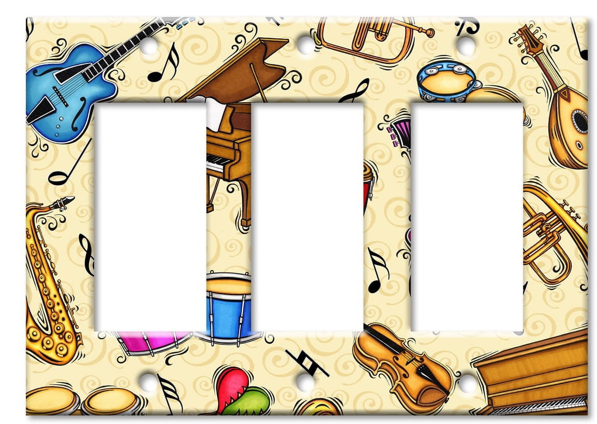 Art Plates brand - Triple Gang Rocker Wall Plate - Musical Instruments ...