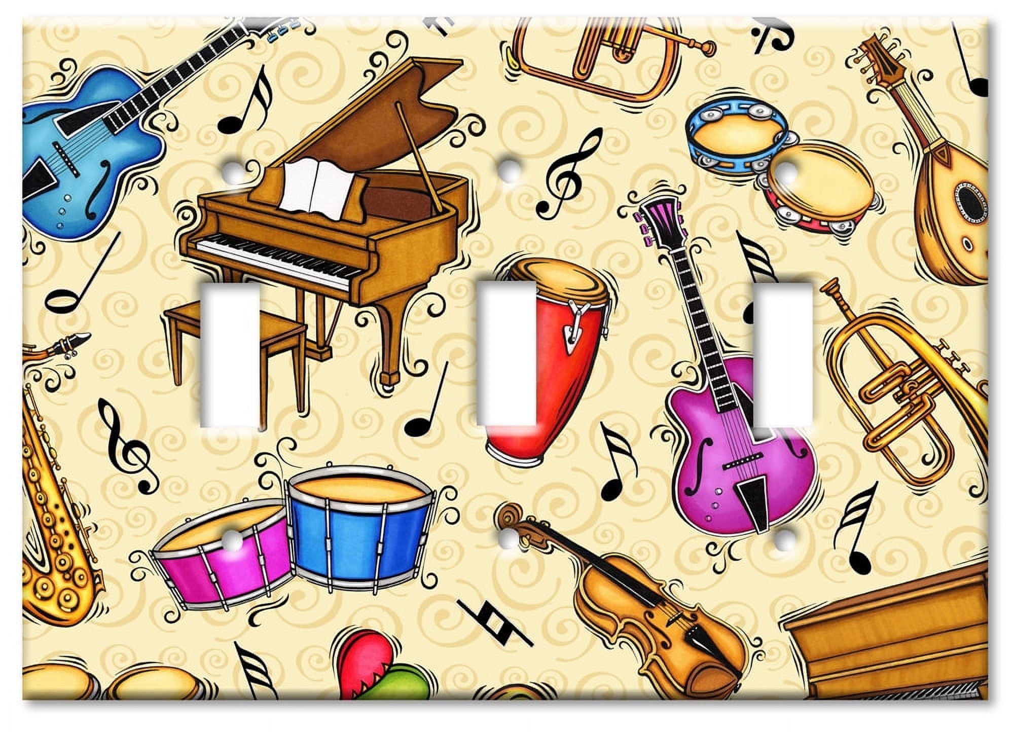 Art Plates brand - Triple Gang Toggle Wall Plate - Musical Instruments ...