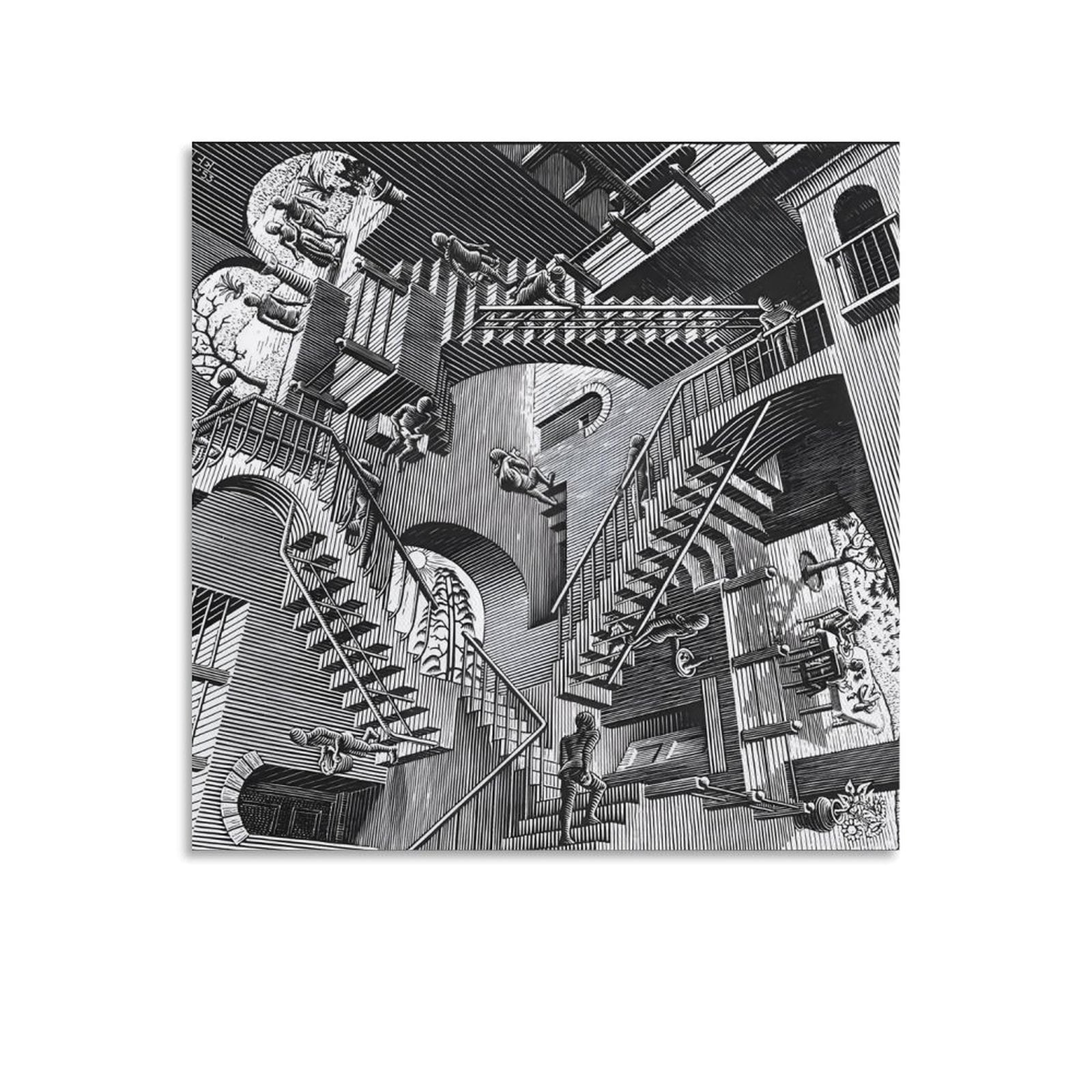 Art Poster MC Escher,Relativity Lattice Aesthetic Room Poster(14) Painting On Canvas Wall Art ...