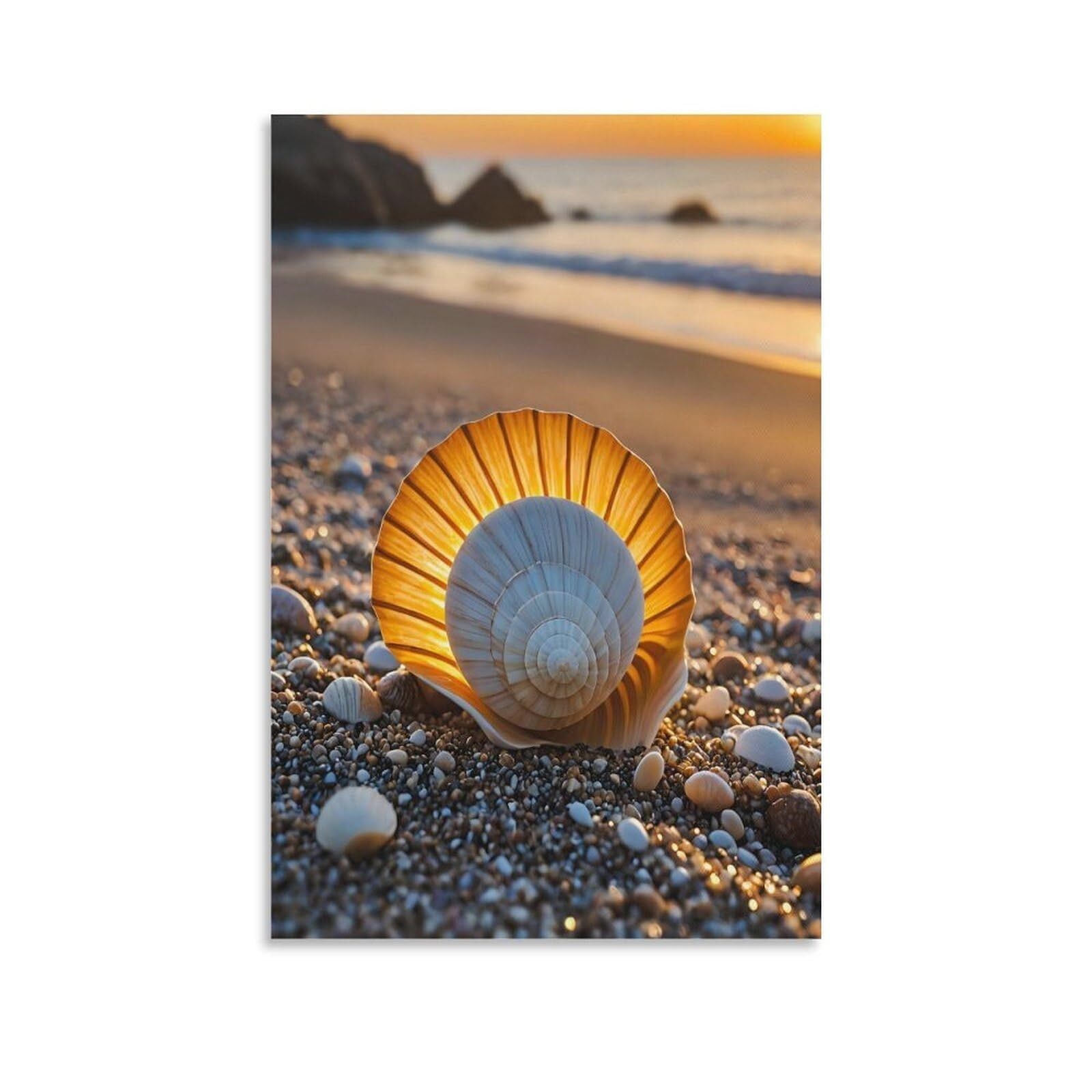 Art Posters Beach And Conch Shells Under The Sun Landscape Posters ...
