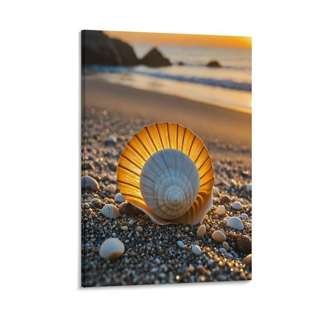Art Posters Beach And Conch Shells Under The Sun Landscape Posters ...