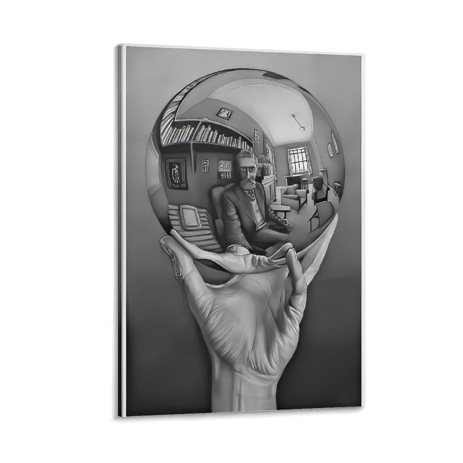 Art Posters MC Escher-Hand with Reflecting Sphere Black And White ...