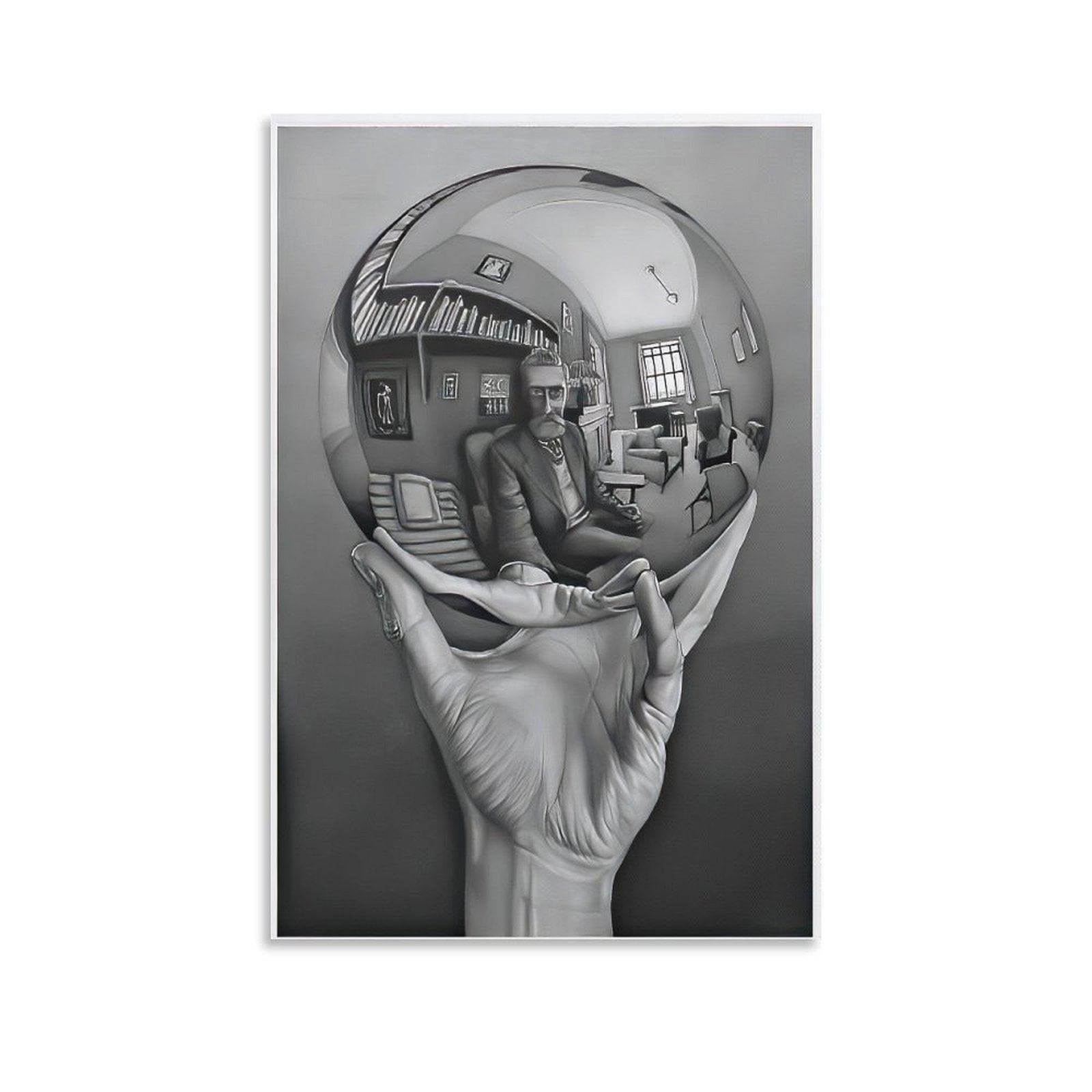 Art Posters MC Escher-Hand with Reflecting Sphere Black And White ...