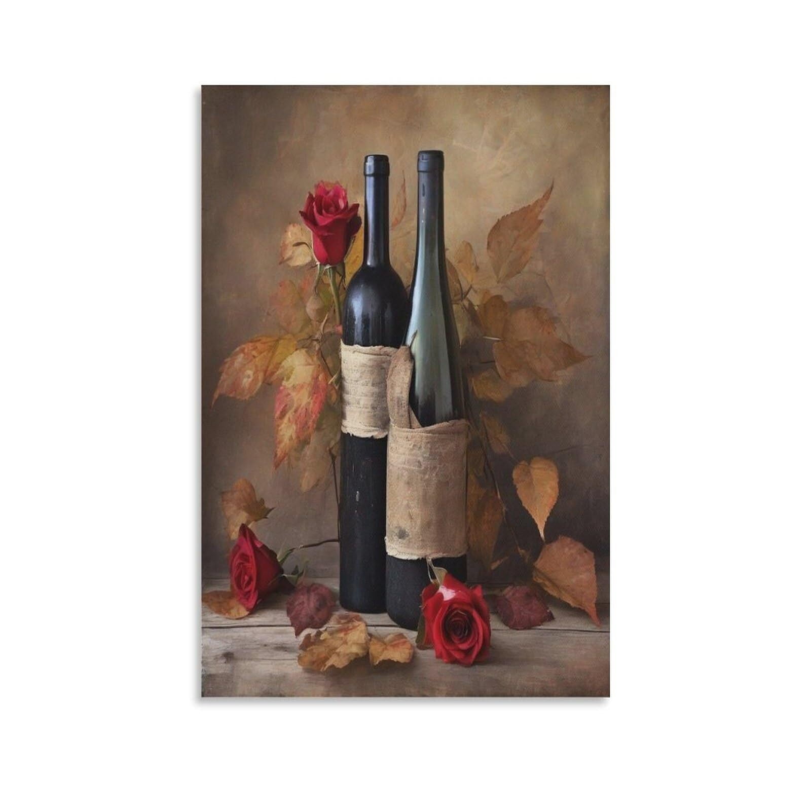 Art Posters Wine Roses And Leaves Vintage Posters Canvas Art Poster And ...