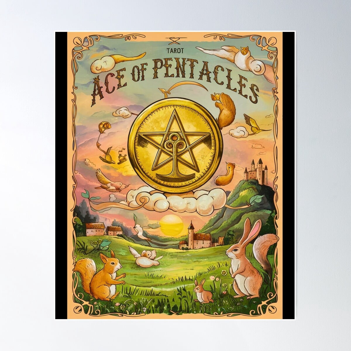 Art Print - Ace Of Pentacles Poster Wall Art Modern Wall Decor For ...