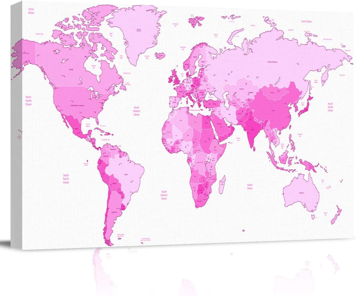 Art Print on Canvas Pictures No Frame for Bedroom World Map Wall Decor ...