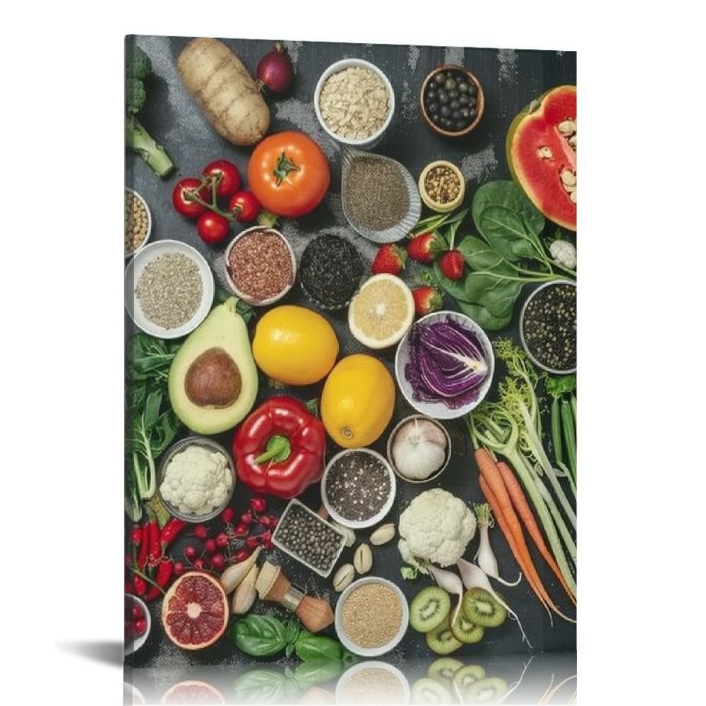 Art Print Canvas Wall Art Painting Healthy Food Picture Fruits Grains ...