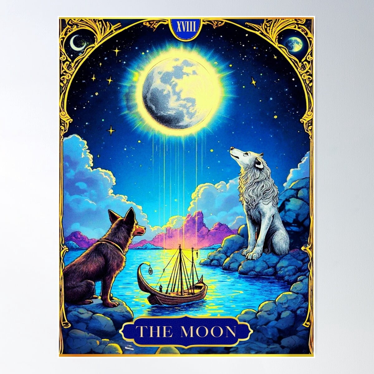 Art Print Illustration The Moon Poster Wall Art Modern Wall Decor For ...