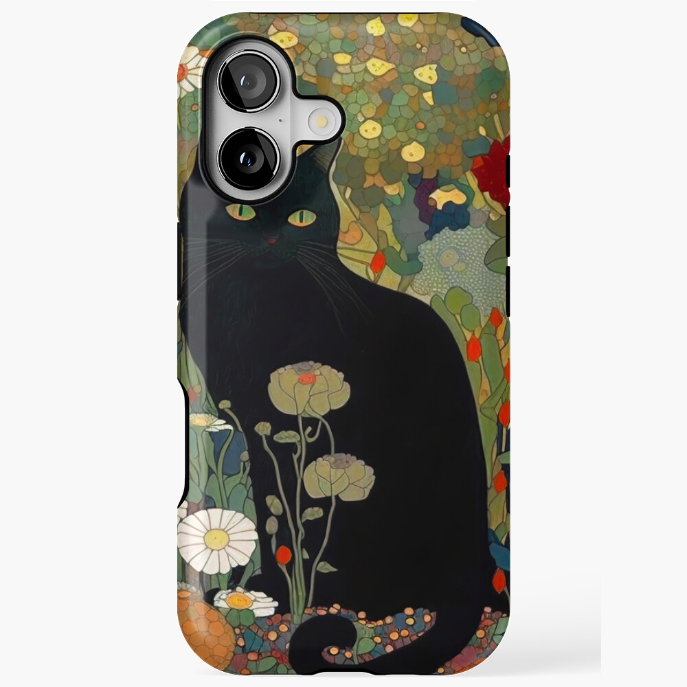 Art Print Inspired Black Cat in a Garden Aesthetic iPhone Case 17 ...
