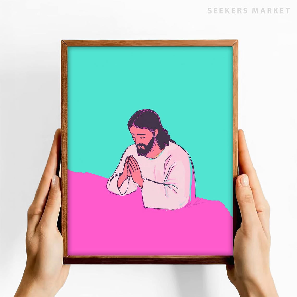 Art Print Jesus Pink Blue Pastel Christian Wall Art Home Decor Bible ...