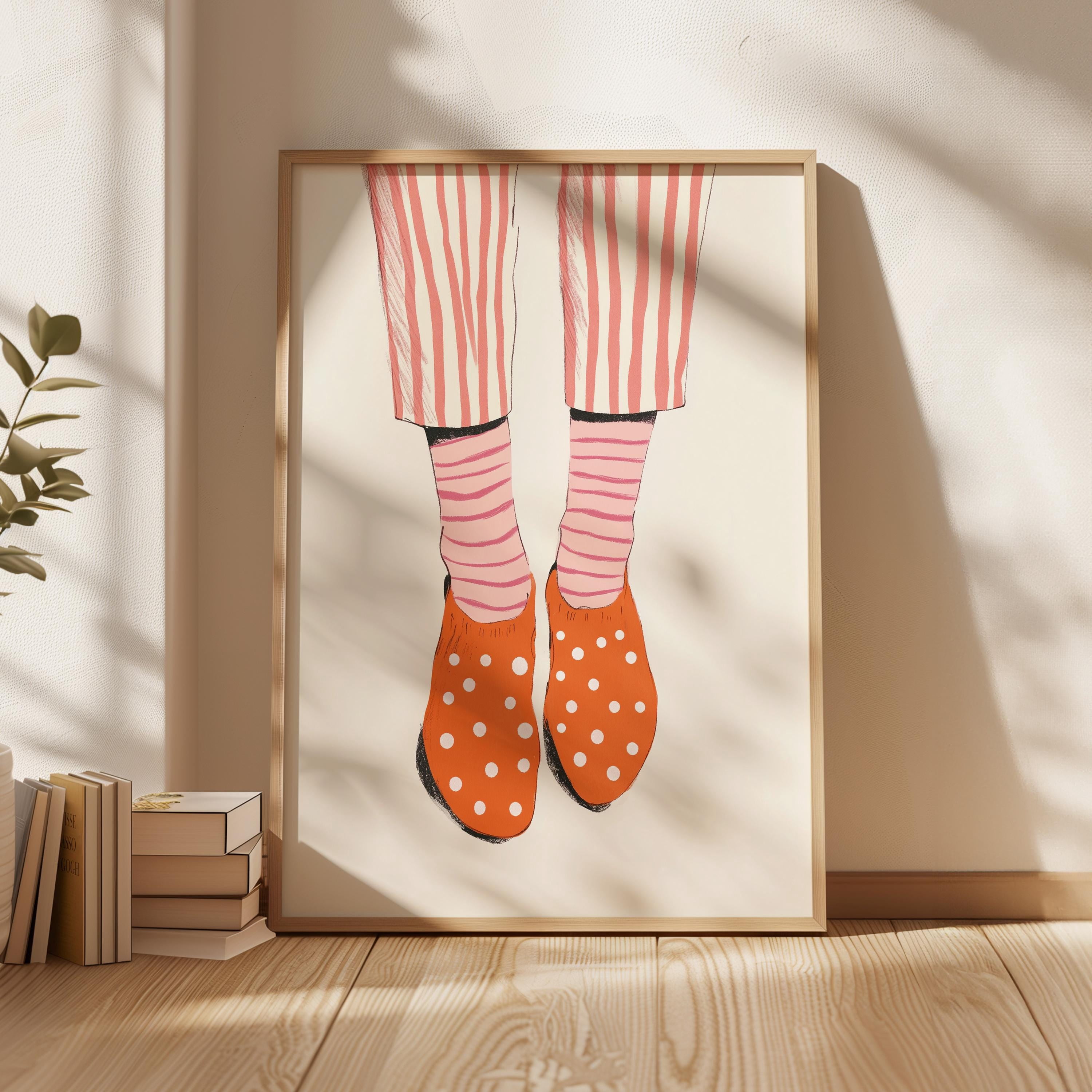 Art Print Orange Polka Dot Shoes Legs Illustration Home Decor Office ...