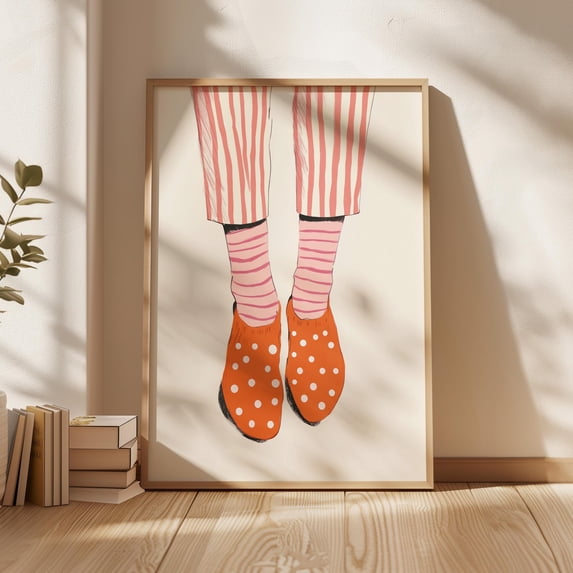 Art Print Orange Polka Dot Shoes Legs Illustration Home Decor Office ...