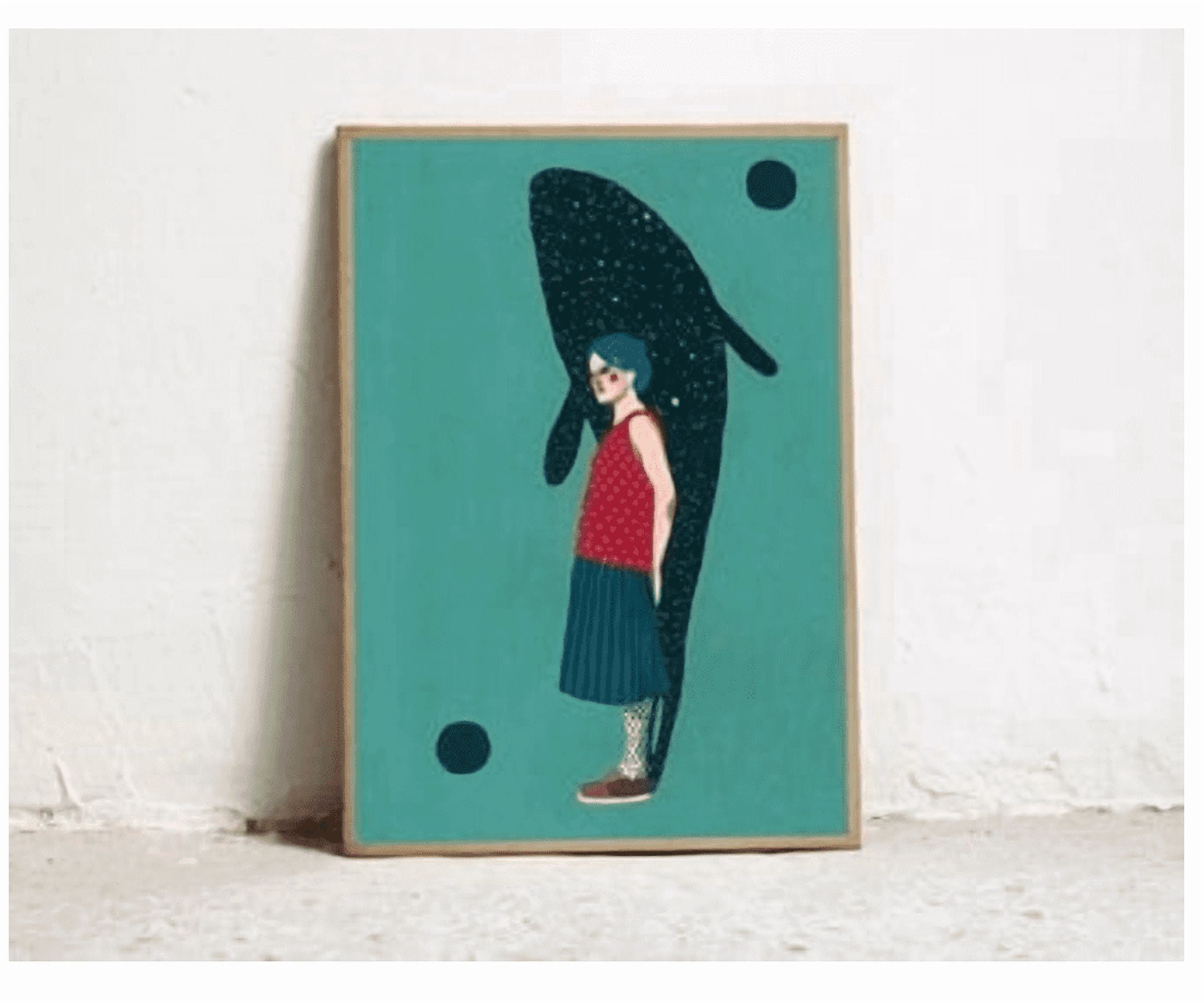 Art Print Whale. Highquality Signed Art Print. Illustration Of A Woman ...