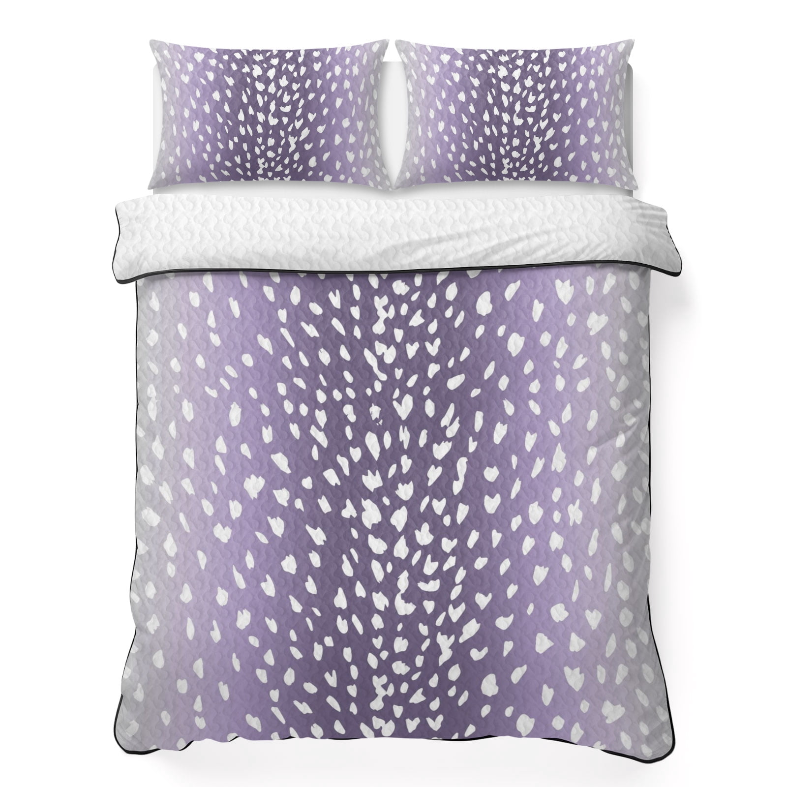 Art Purple 3 Piece Quilt Bedding Set with 2 Pillow Shams, Vintage White ...