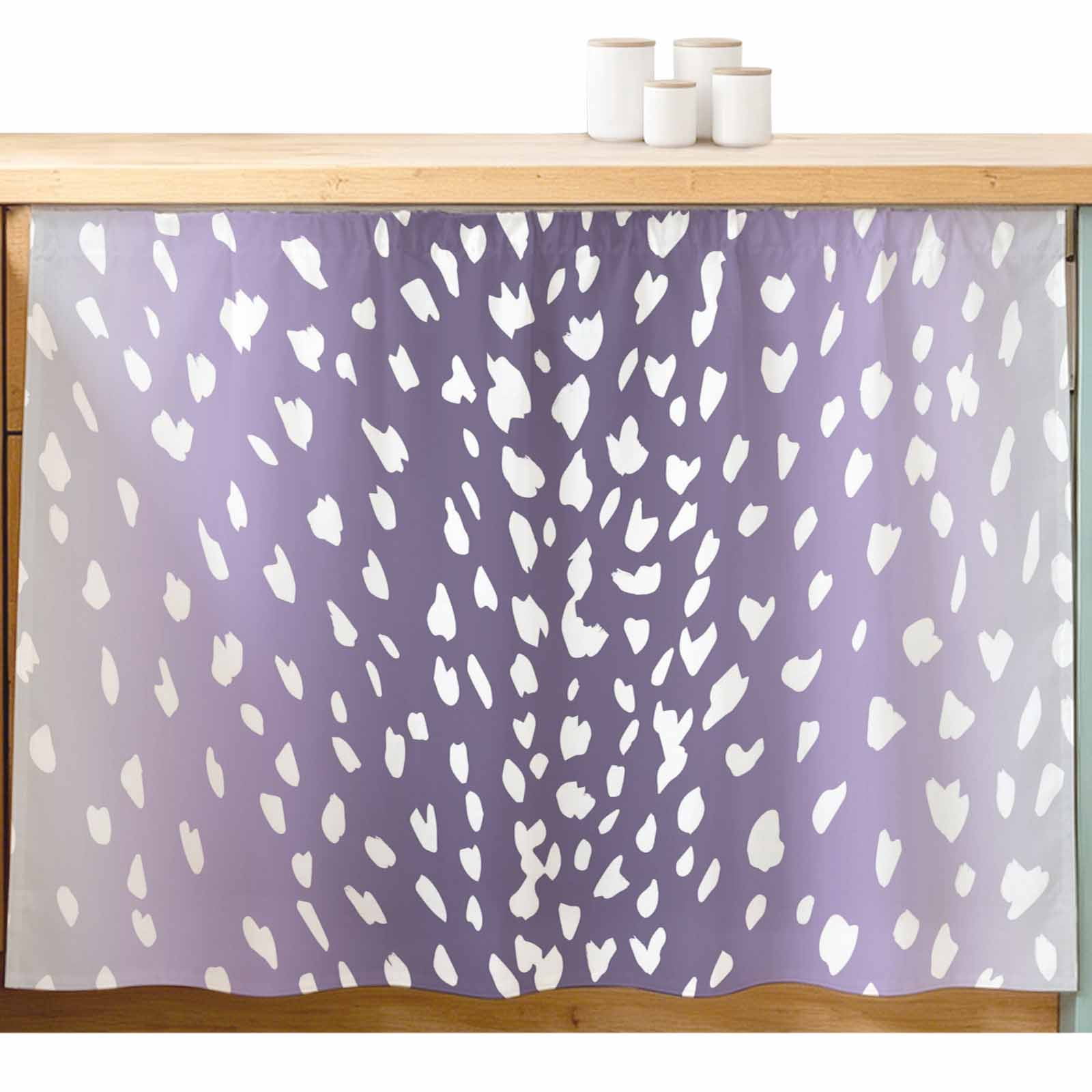 Art Purple Cabinet Curtains 11"Wx13"L, Vintage White Polka Dots ...