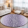 Art Purple Round Living Room Rugs 6 ft, Vintage White Polka Dots ...