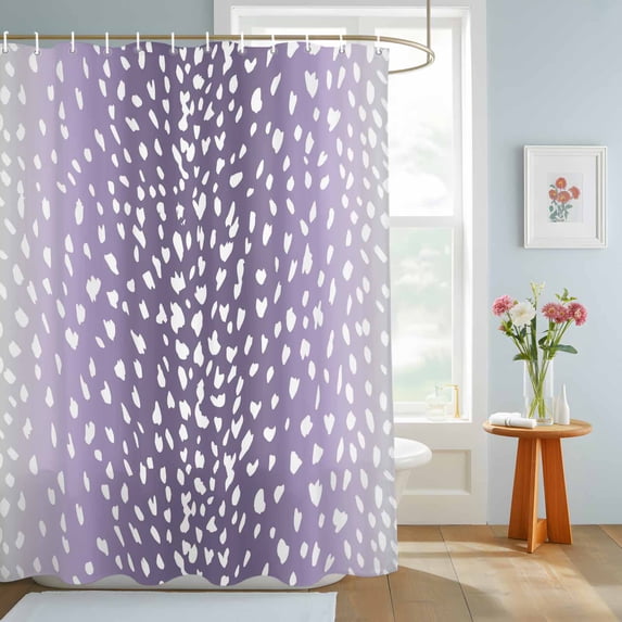 Art Purple Shower Curtain, Vintage White Polka Dots Lavender Purple ...