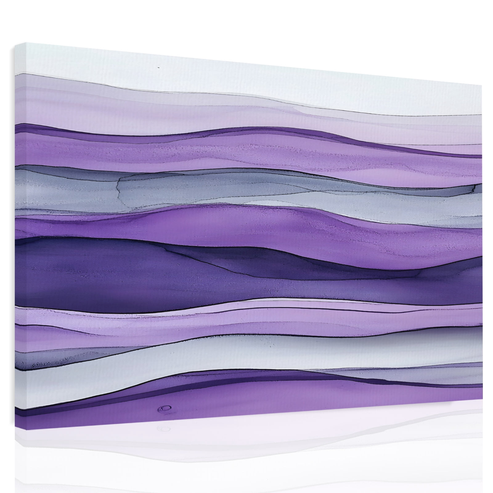 Art Purple Wave Canvas Print Wall Art, Watercolor Abstract Wall Decor ...