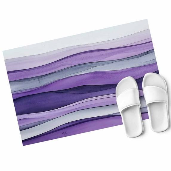 Art Purple Wave Door Mat Watercolor Abstract Non Slip Absorbent ...