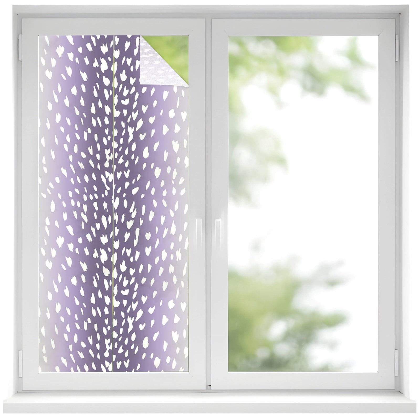 Art Purple Window Privacy Film, Vintage White Polka Dots Lavender ...