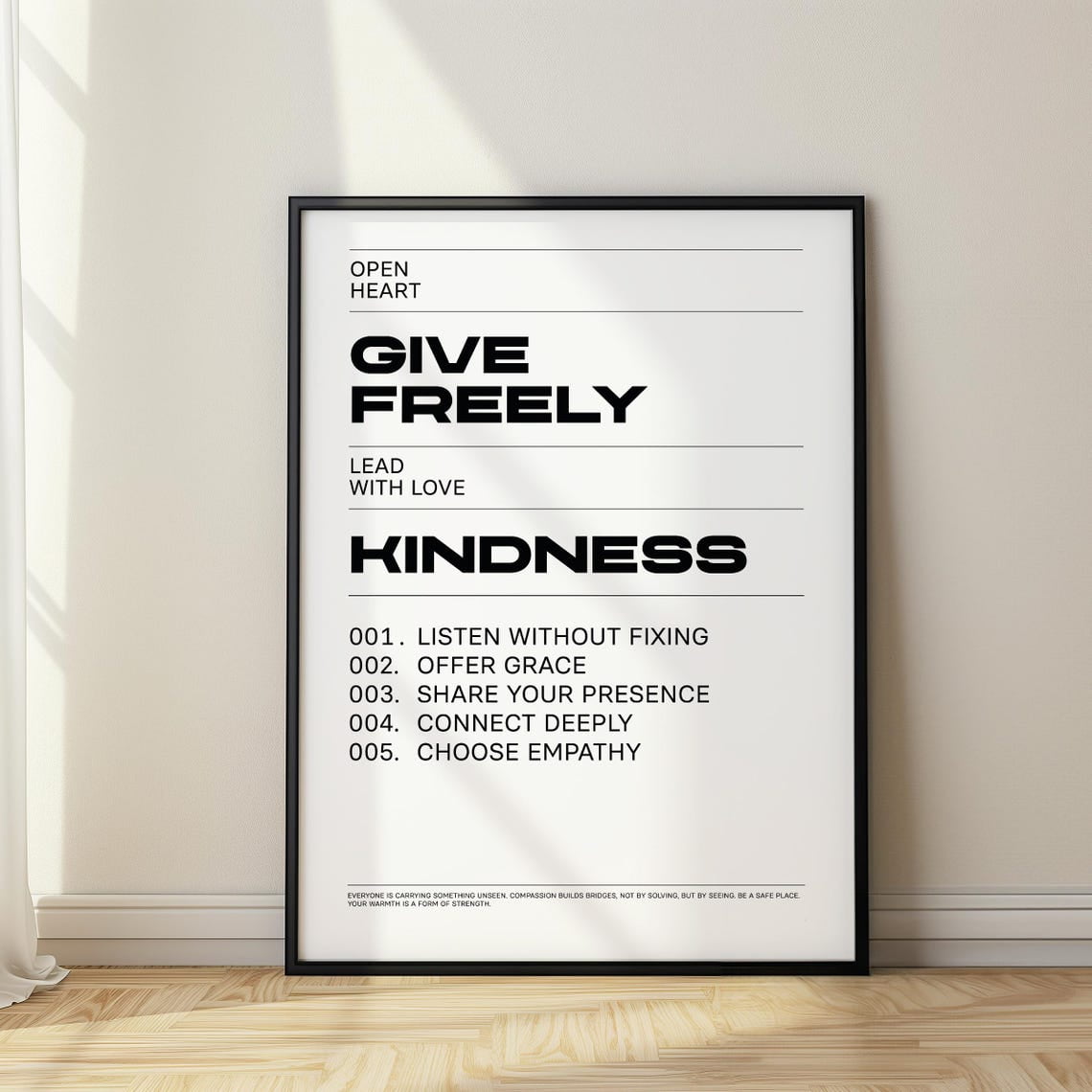 Art With Quotes – Kindness And Compassion Black And White Typography ...