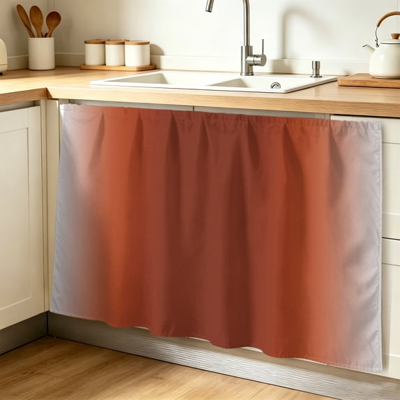Art Red Cabinet Curtain, Vintage Red Brown Ombre Farmhouse Rustic ...