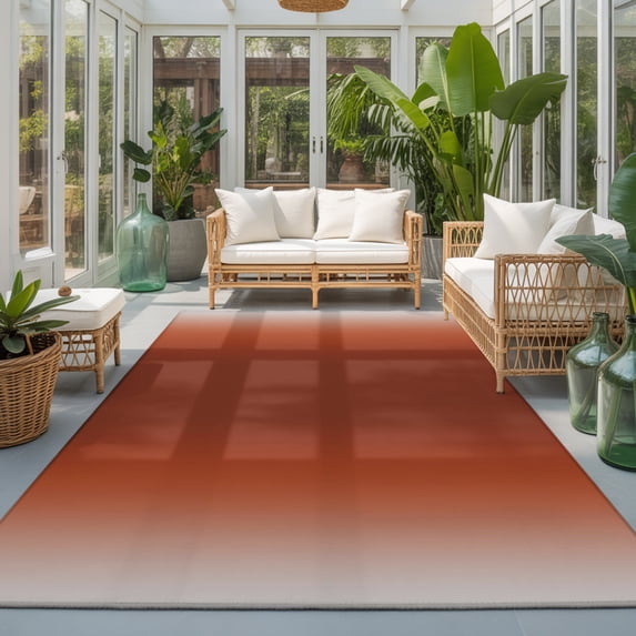 Art Red Washable Area Rugs 2.7'x5', Vintage Red Brown Ombre Farmhouse ...
