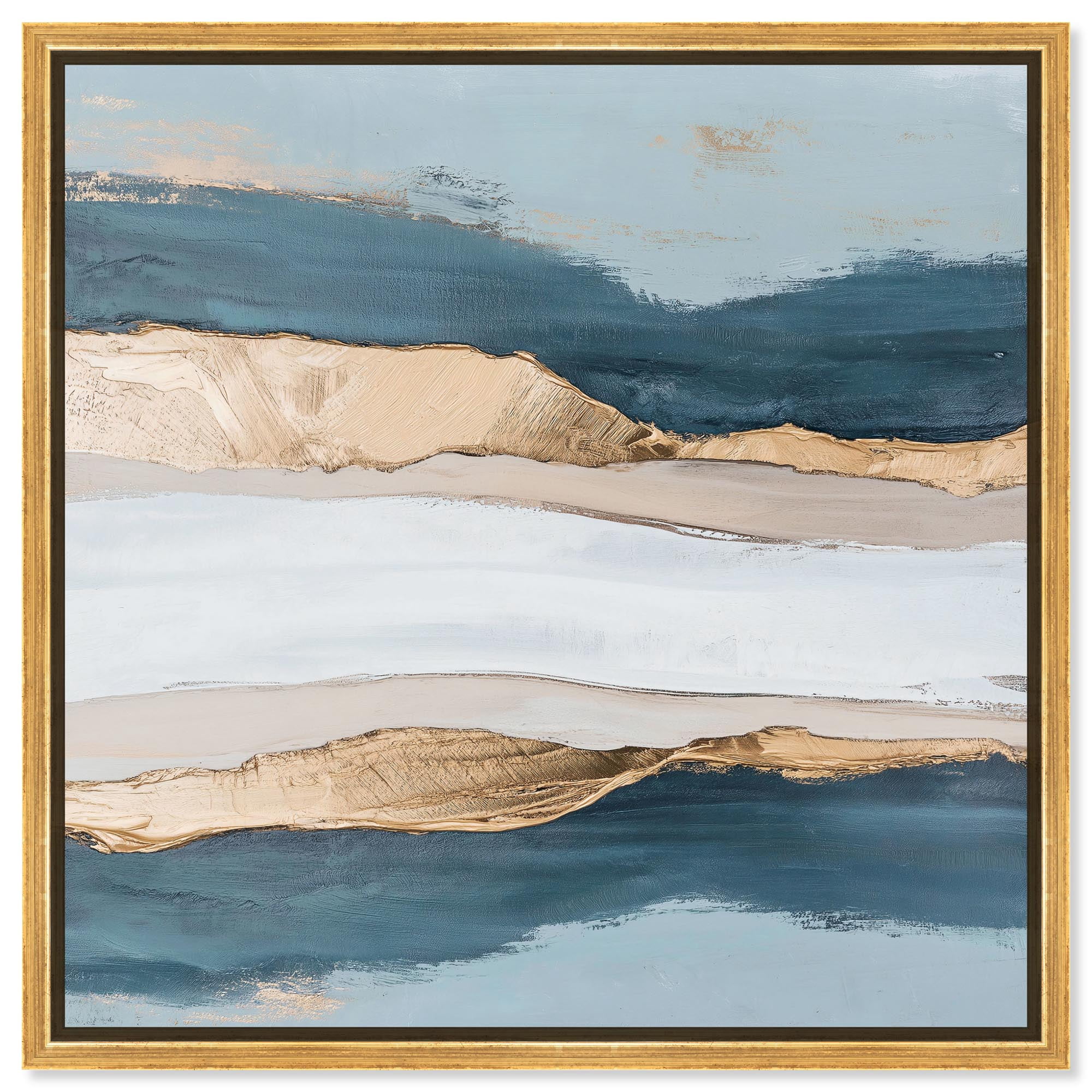 Crystalline Depths I Canvas Coastal Abstracts by Art Remedy, Gold Frame ...