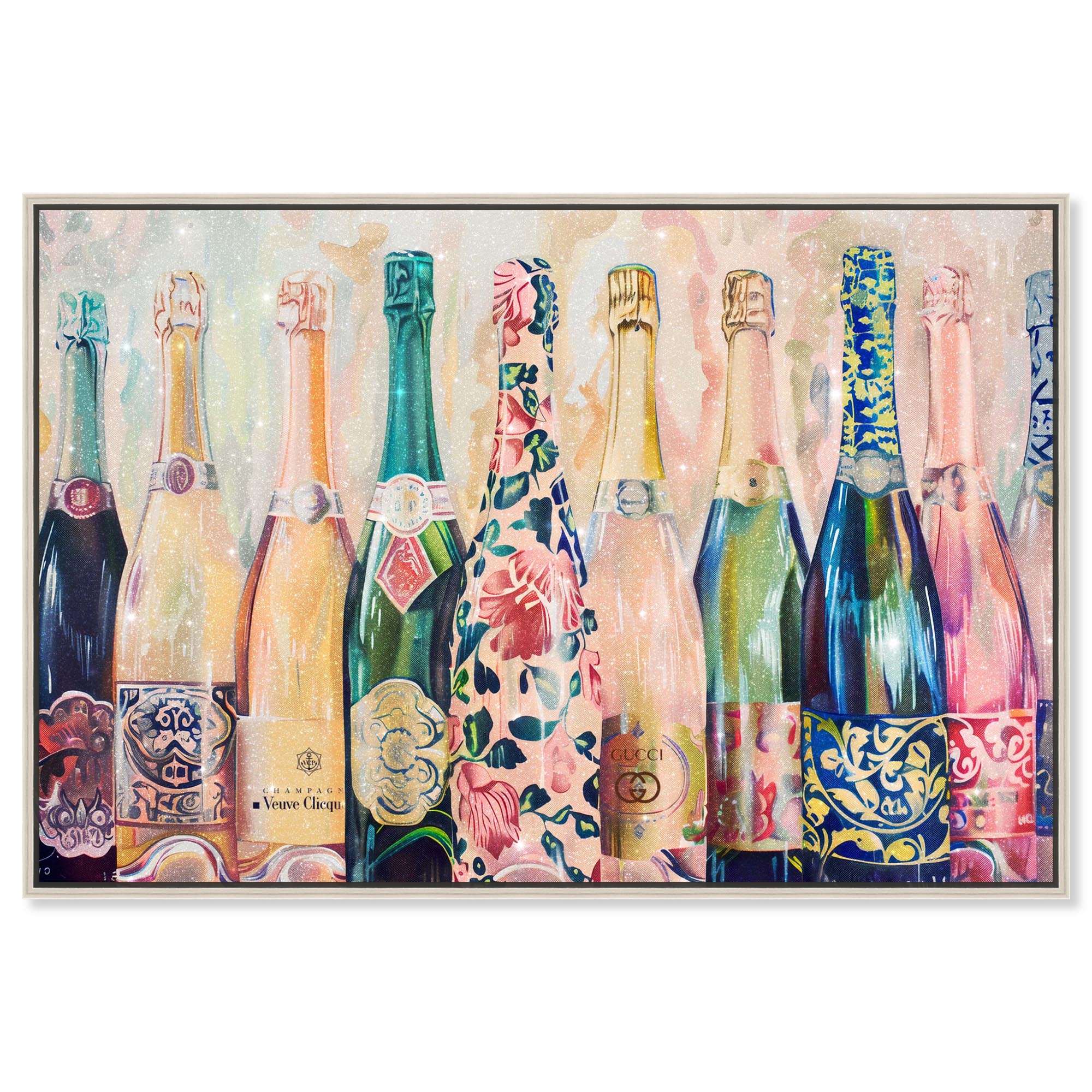 Art Remedy Barcart Art Canvas, 54" x 36", Silver Frame, Colorful Array ...