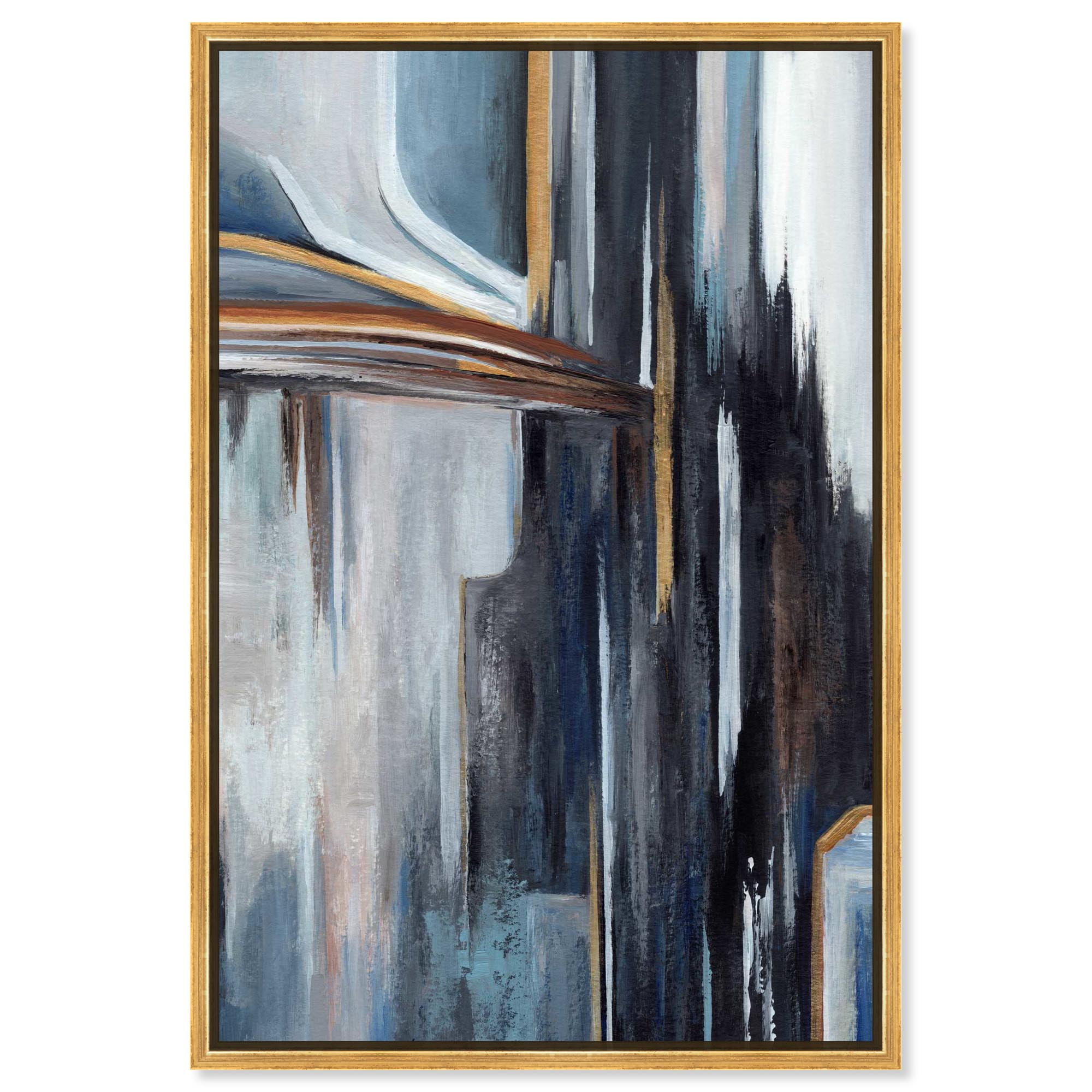 Art Remedy Blue Paintings Canvas, 24" x 36", Gold Frame, Aftereffect ...