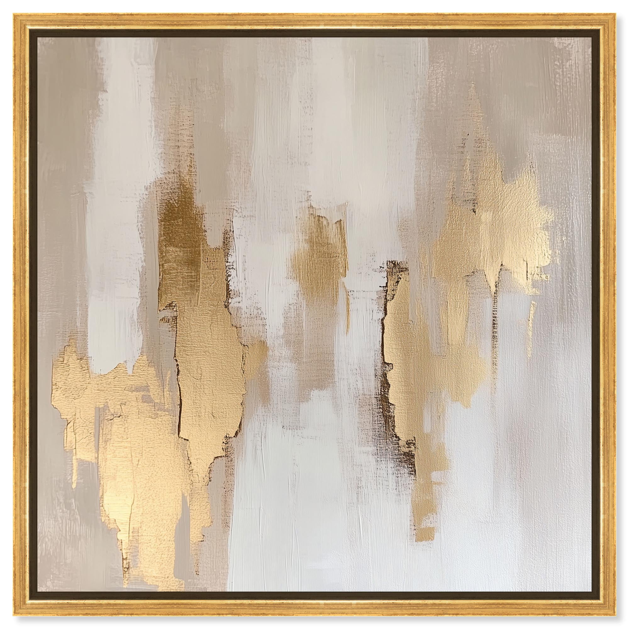 Art Remedy Boho Abstracts Canvas, 24" x 24", Gold Frame, Taylor's Gold ...