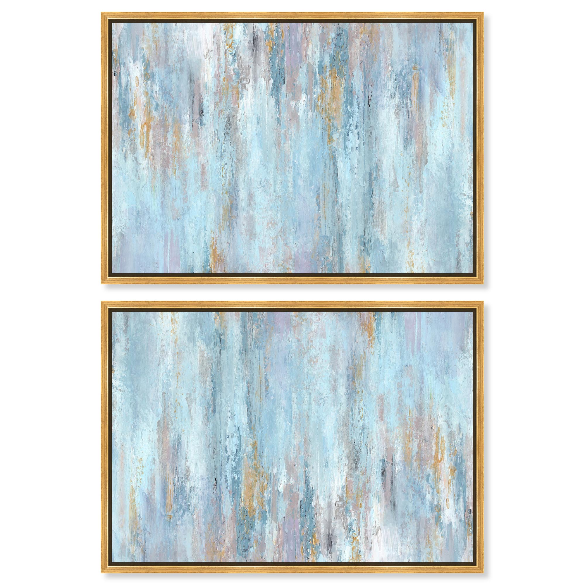 Art Remedy Bright Blue Art Canvas, 30" x 20", Gold Frame, Misty Clouds ...