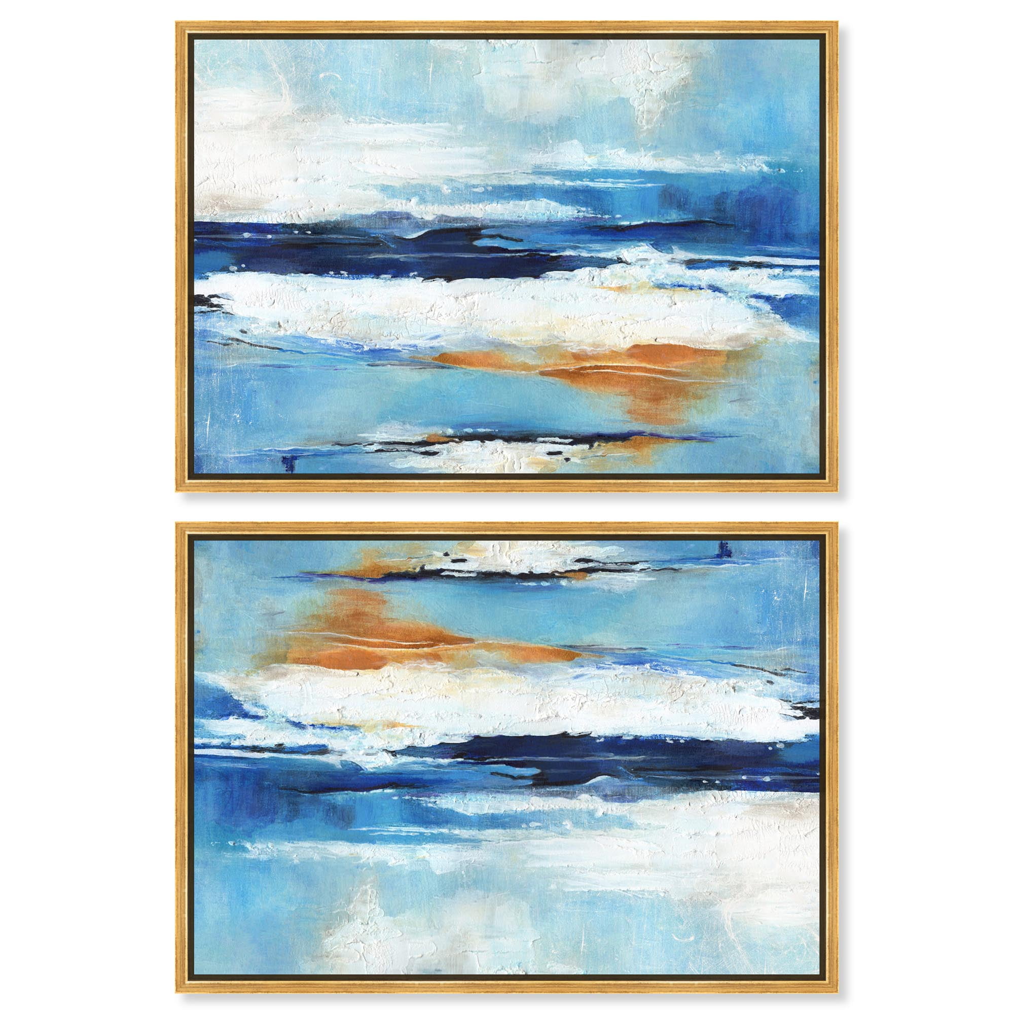 Art Remedy Bright Blue Art Canvas, 54" x 36", Gold Frame, Doll Memories ...