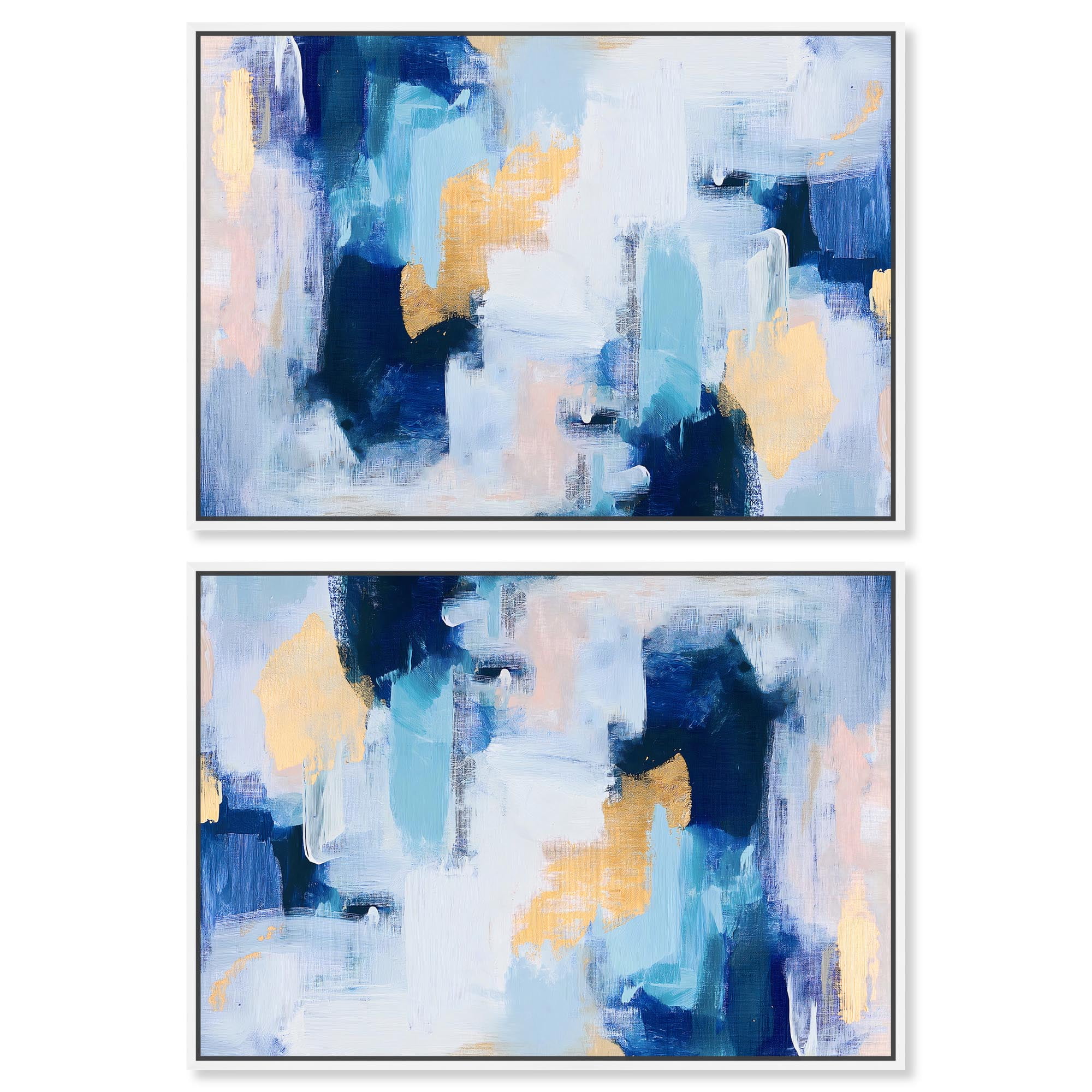 Art Remedy Bright Blue Art Canvas, 54" x 36", White Frame, Salisante ...