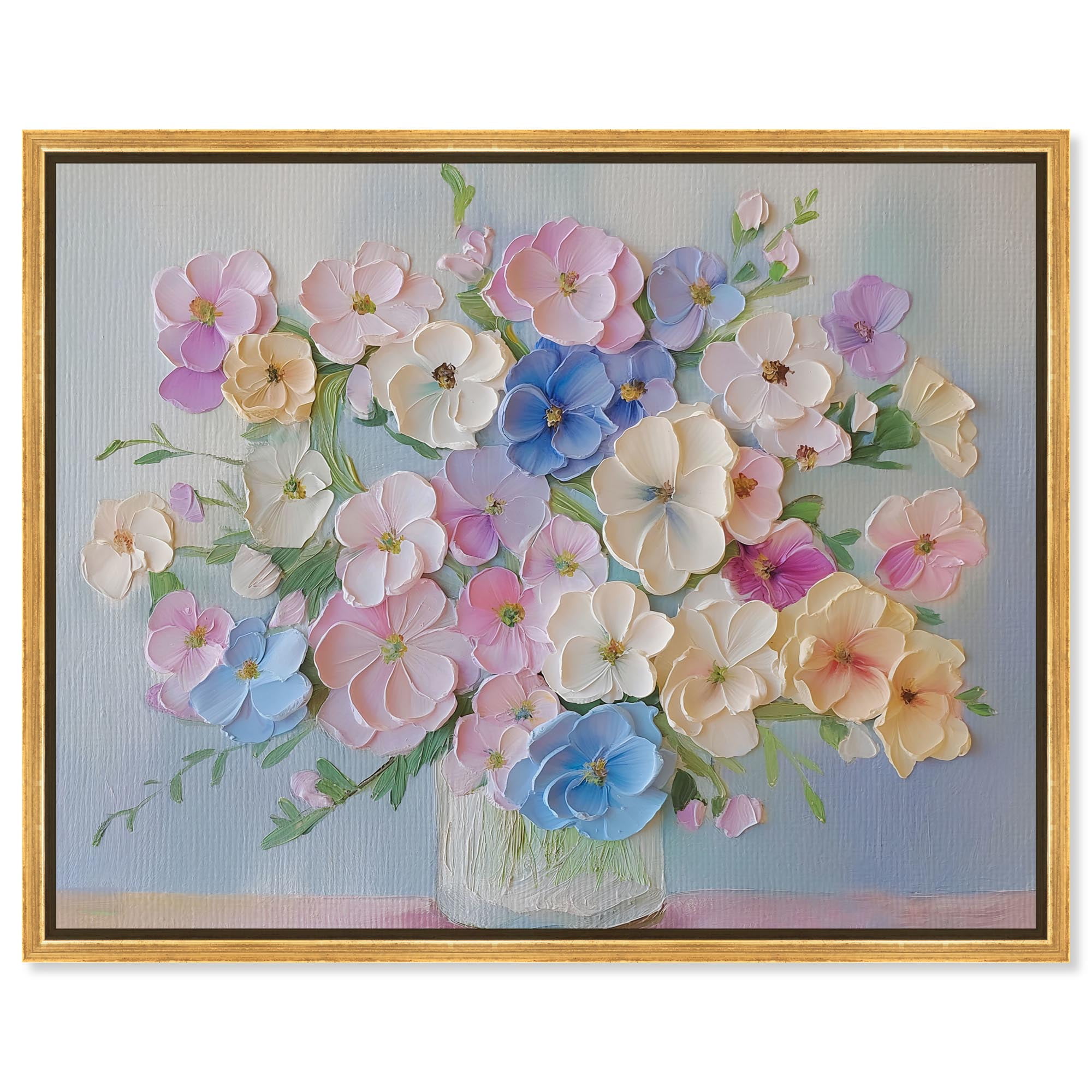 Art Remedy Bright Floral Abstract Canvas, 30" x 24", Gold Frame, Crayon ...