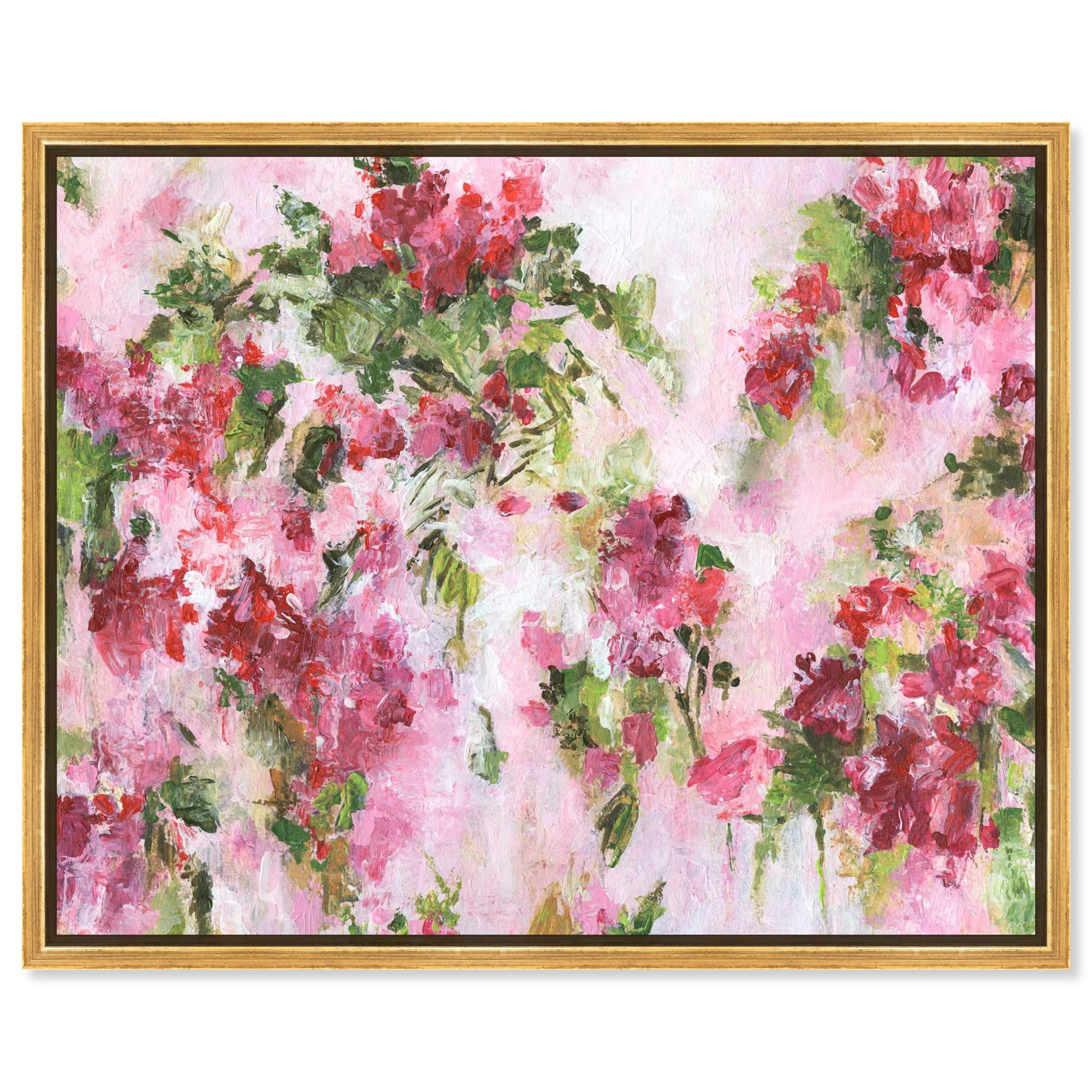 Art Remedy Bright Floral Abstract Canvas, 45" x 36", Gold Frame, Pink ...