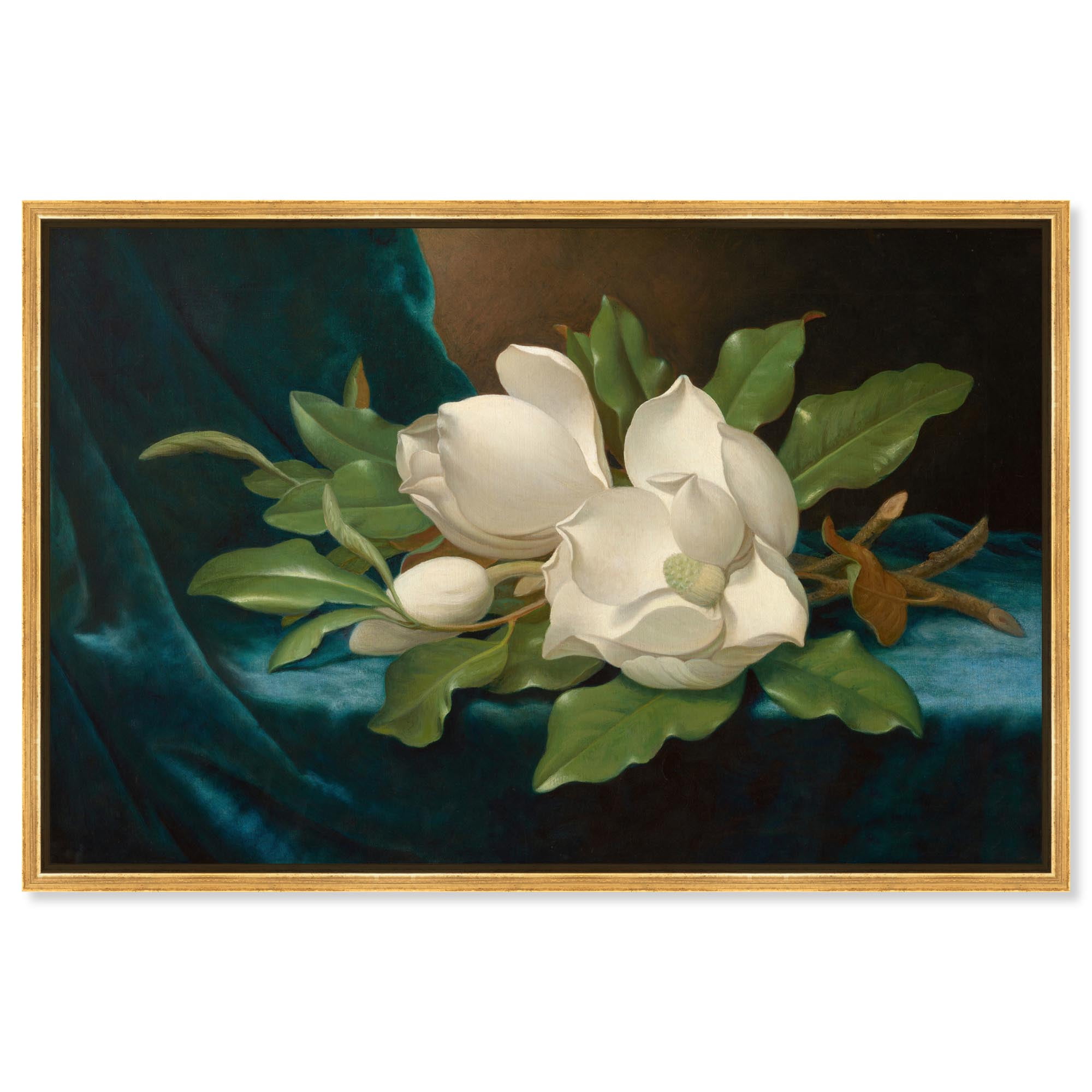 Art Remedy Classic Still Life Canvas, 15" x 10", Gold Frame, Magnolias ...